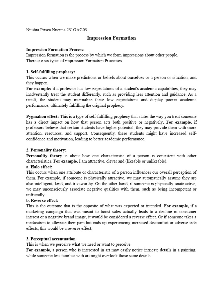 Impression Formation | PDF