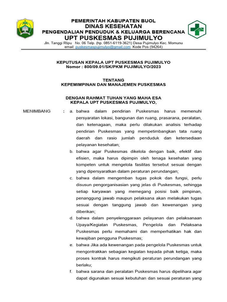 Kepemimpinan & Manajemen Puskesmas | PDF