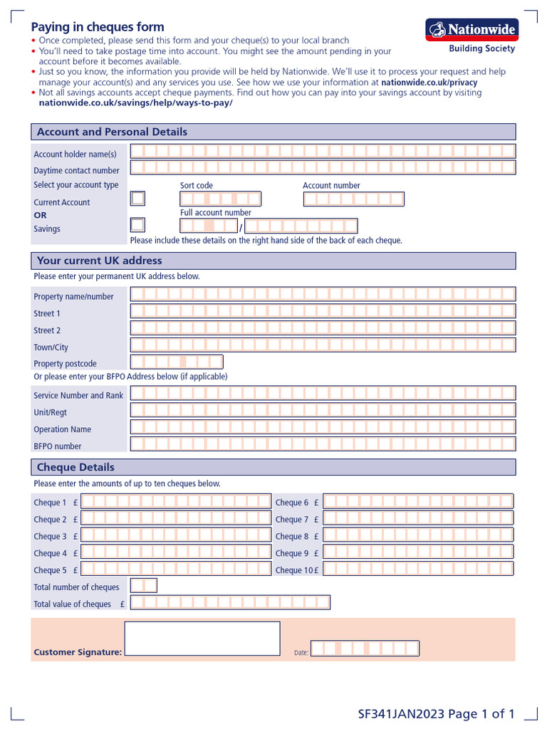 Nationwide Cheque Deposit Instructions | PDF | Law