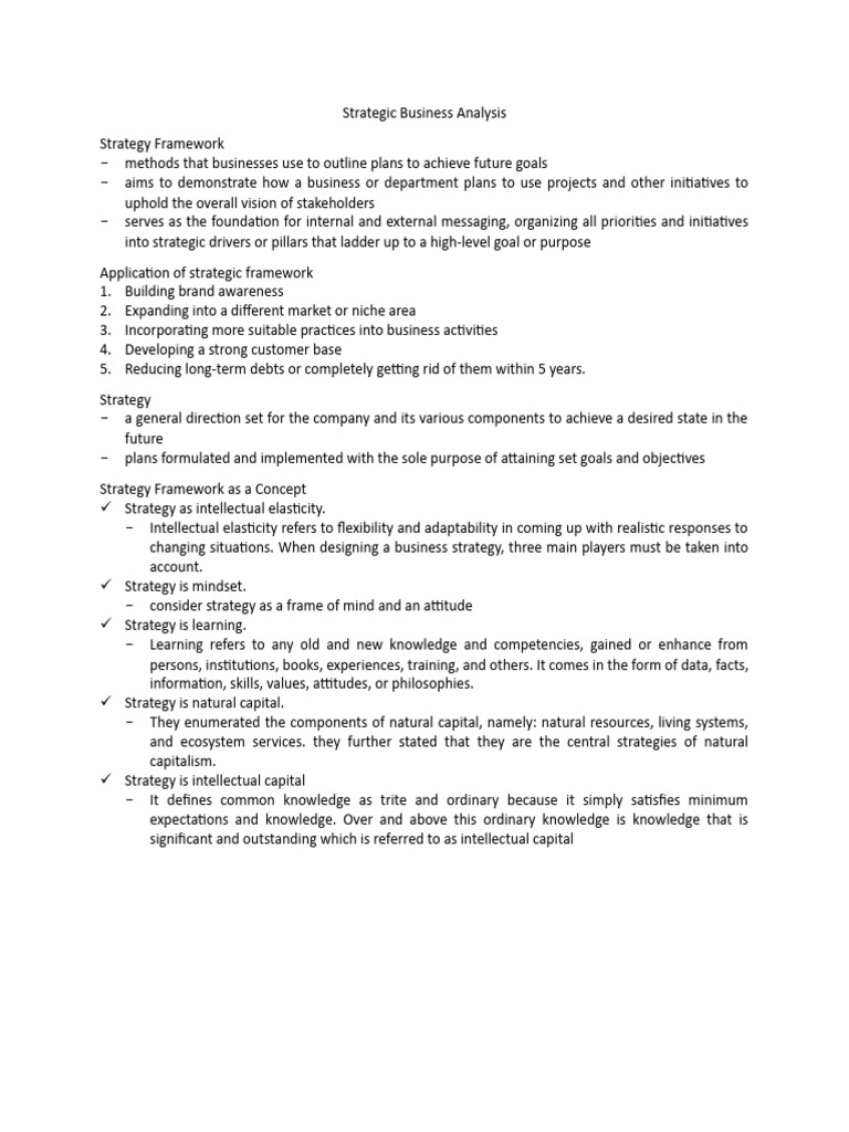 Strategic Business Analysis-Reviewer (Prelims) | PDF