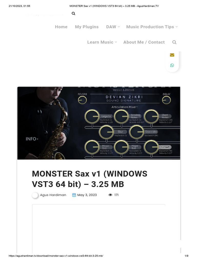 MONSTER Sax v1 (WINDOWS VST3 64 Bit) - 3.25 MB - AgusHardiman - TV | PDF