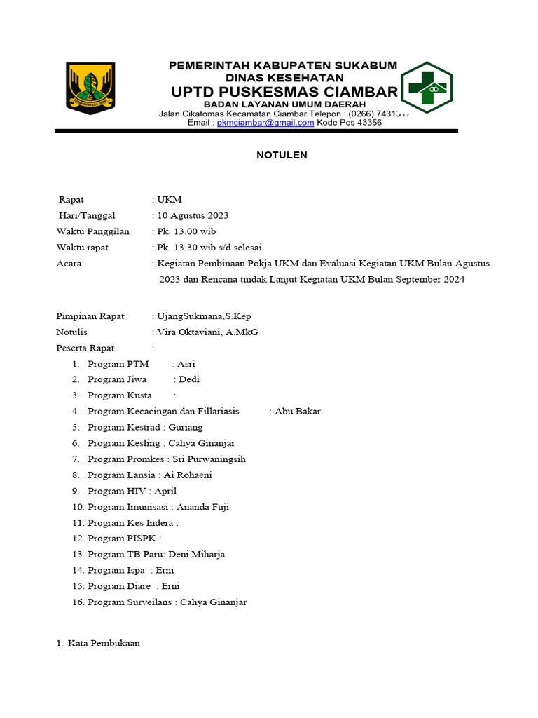 Bukti Koordinasi Bian Dan Ori 2022 | PDF