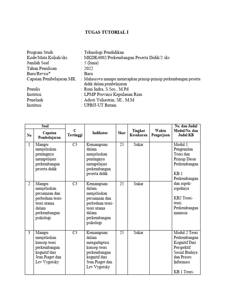 Tugas 1 PPD | PDF | Karier & Perkembangan | Pengembangan Diri