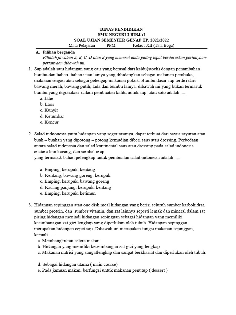 Soal PPM Sem-1 CBT | PDF