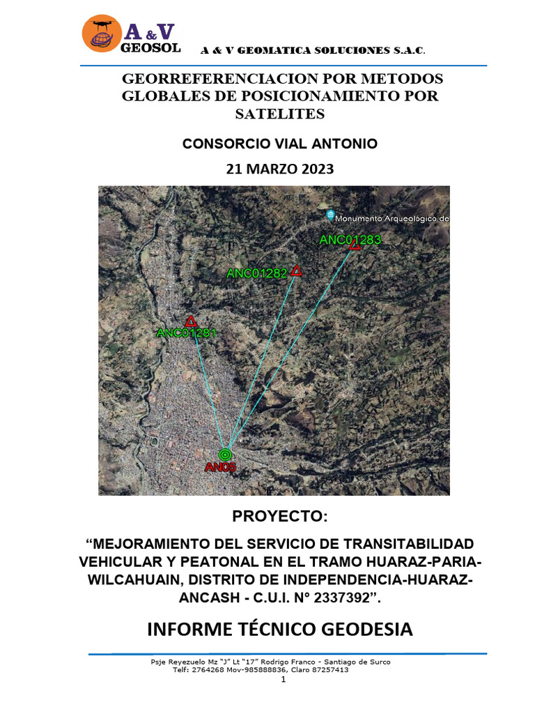 Informe Georreferenciacion Consorcio Vial Antonio | PDF | Geodesia | Sistema de Posicionamiento ...