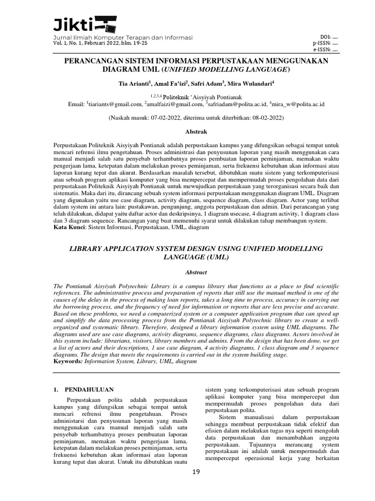 Perancangan System Aplikasi Perpustakaan Menggunakan Diagram Uml ...