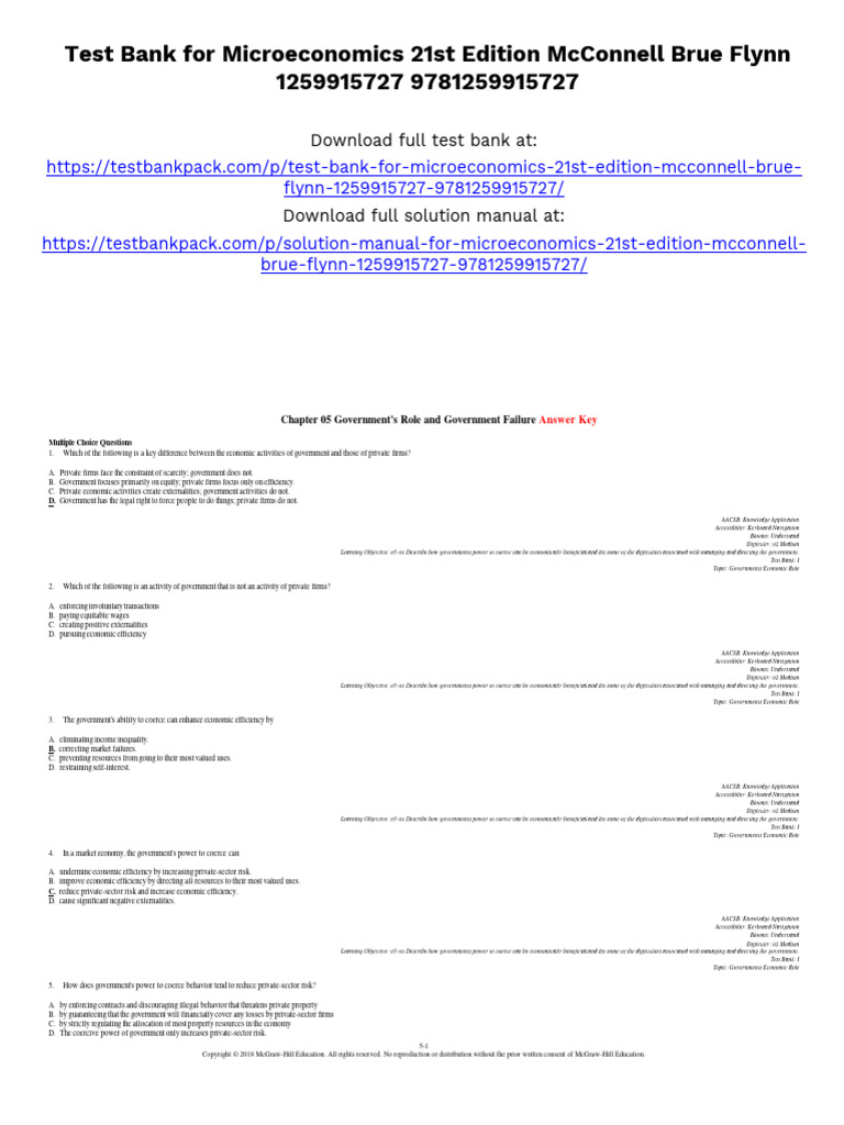 Microeconomics 21st Edition McConnell Test Bank 1 | PDF