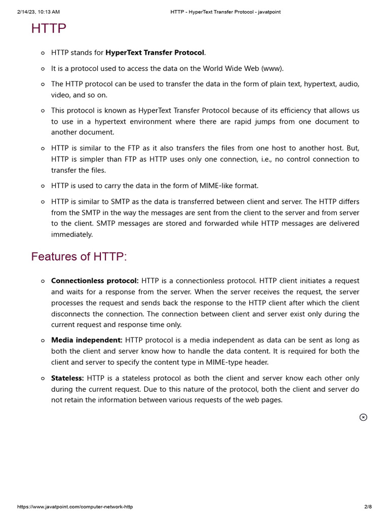HTTP - HyperText Transfer Protocol - Javatpoint | PDF