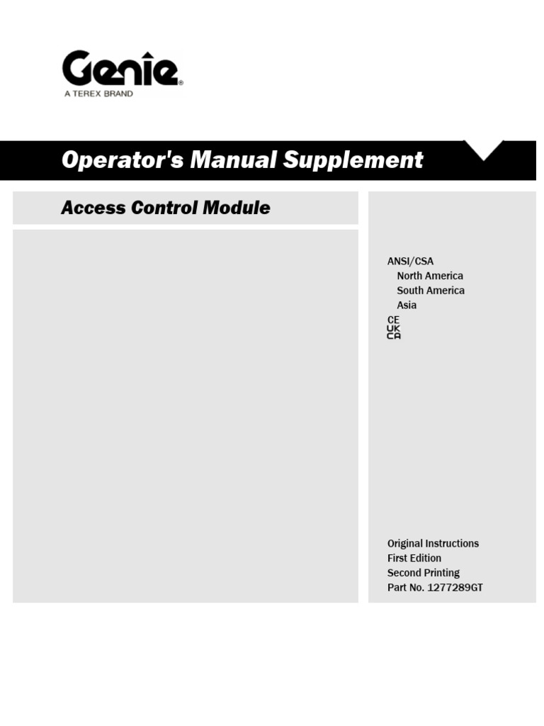 Operator's Manual Supplement: Access Control Module | PDF