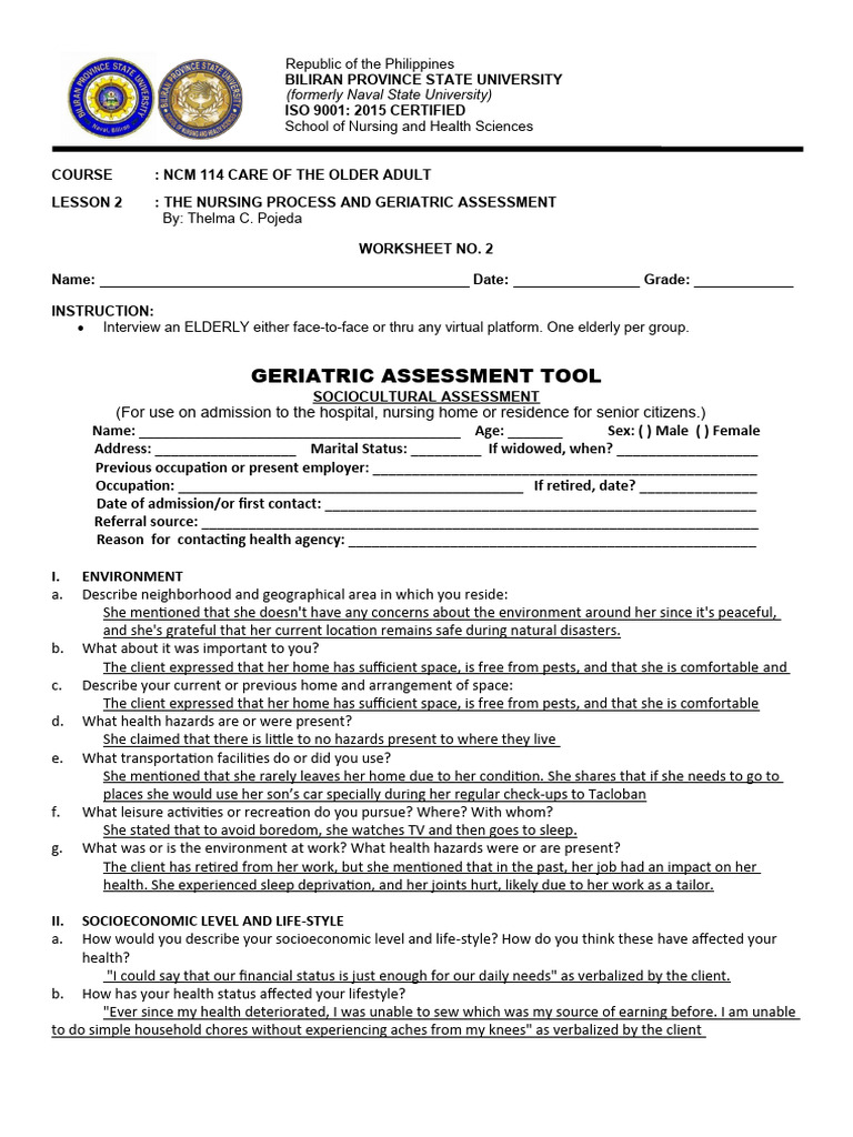 Geria Worksheet | PDF