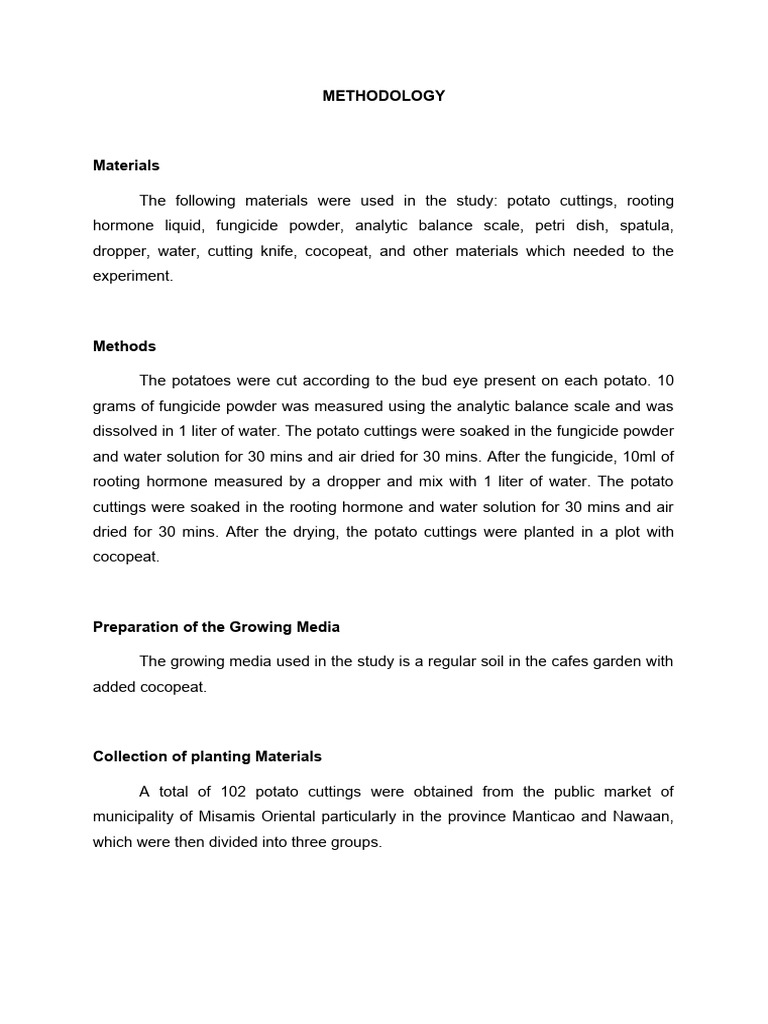 Methodology Sa Potato | PDF