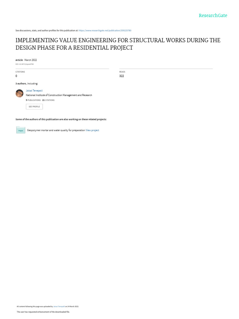 Implementing Value Engineering For Structural Works During The Design ...