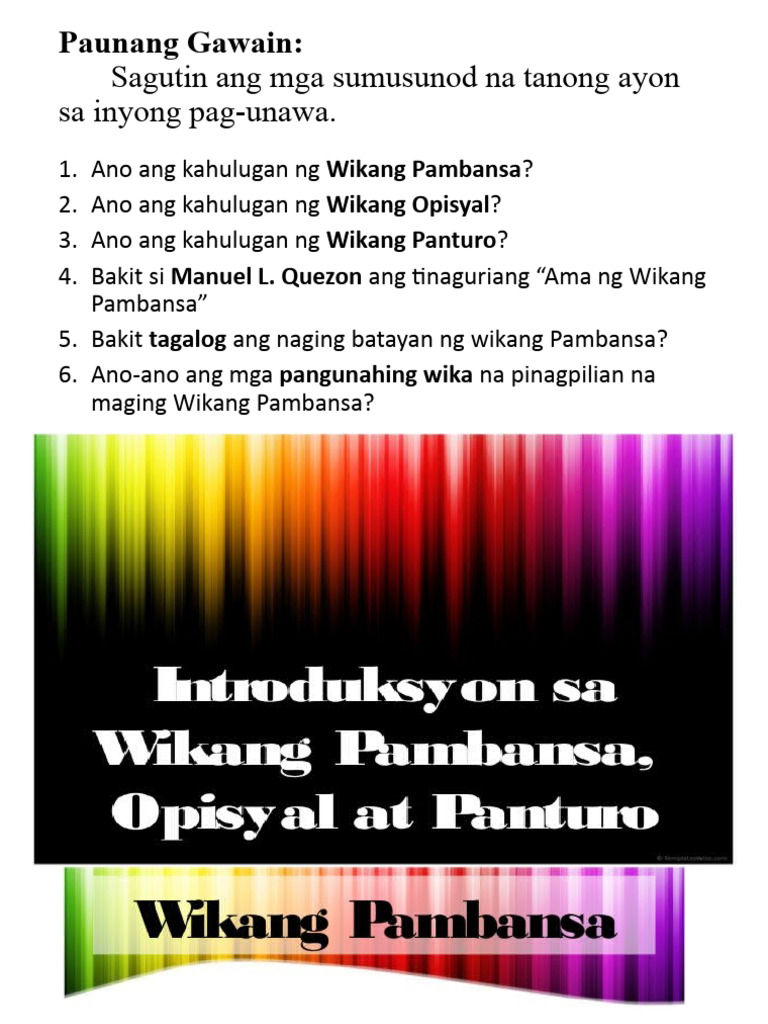 Wikang Panturo | PDF