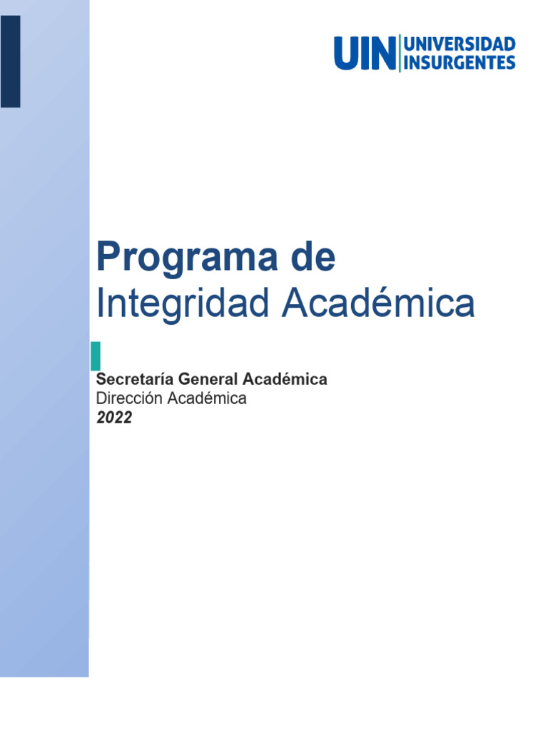 Programa de Integridad Académica | PDF