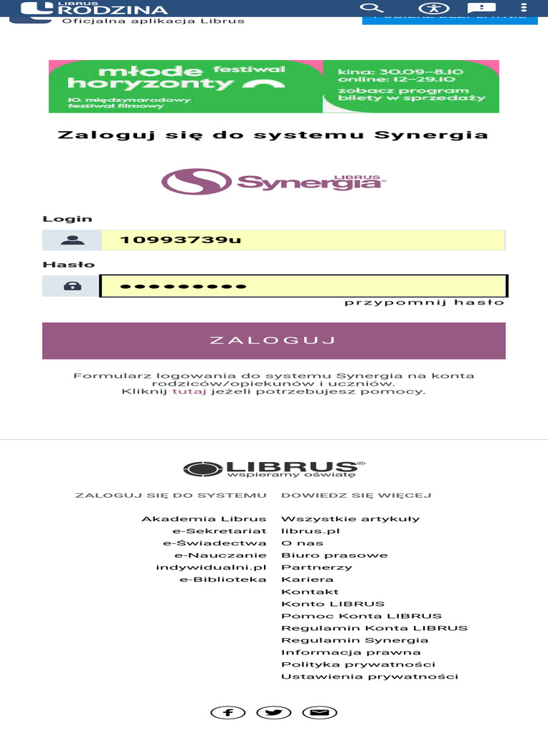 Zaloguj Do Synergii - LIBRUS Rodzina | PDF