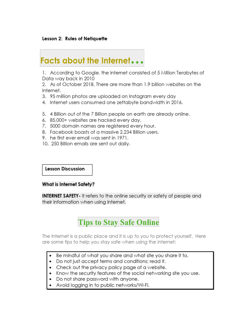 Lesson 2 Rules Of Netiquette Pdf