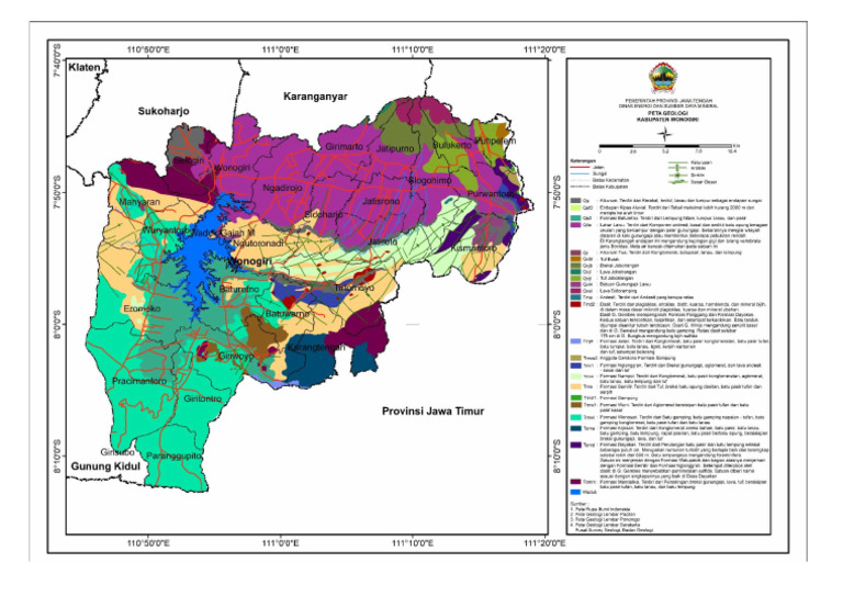 Peta Geologi Kabupaten Wonogiri | PDF