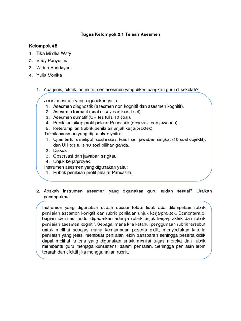 Telaah Instrumen Asesmen Pembelajaran | PDF