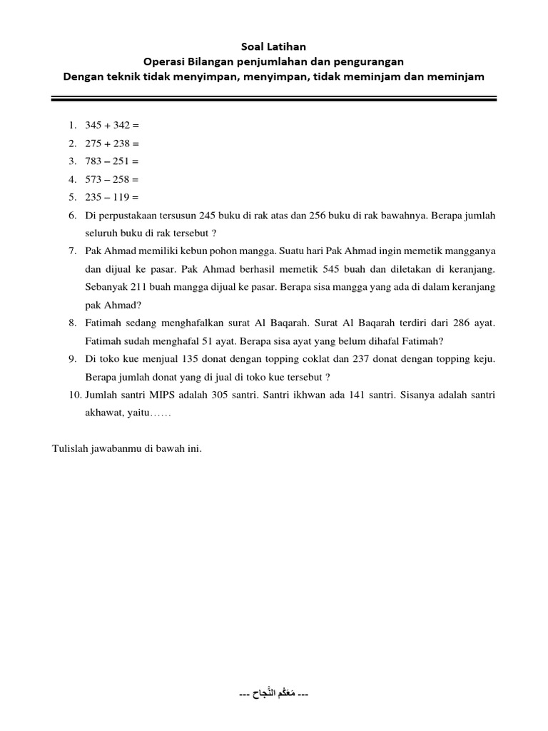 Contoh Soal Operasi Hitung Dasar | PDF