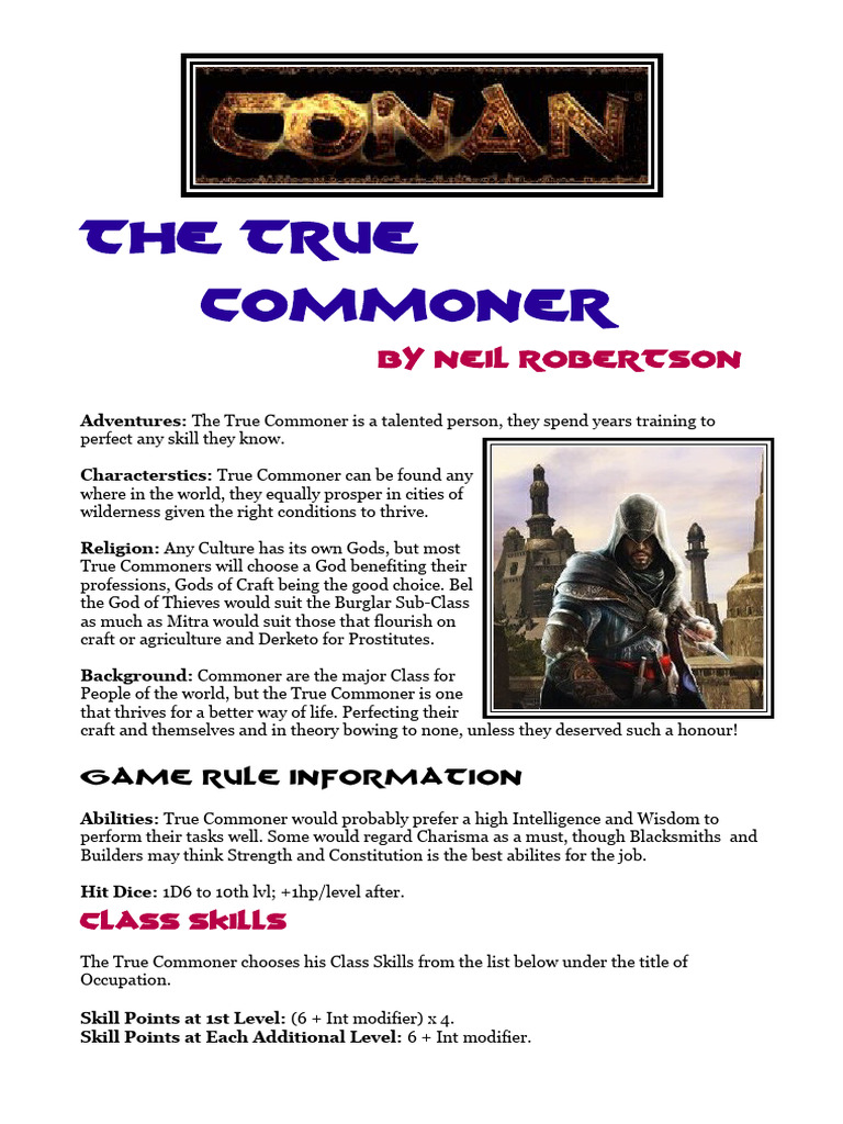 True Commoner NPC Class | PDF
