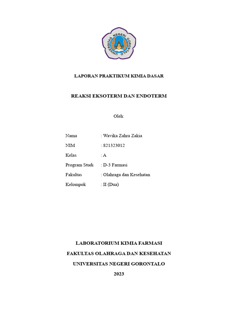 Cover Laporan - Praktikum - Kimia - Dasar | PDF Cover Laporan - Praktikum - Kimia - Dasar | PDF