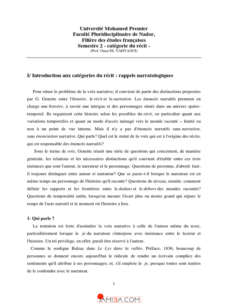 Catégorie Du Récit | PDF