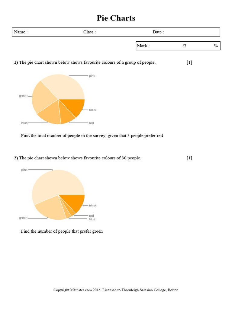 Pie Charts - 1 | PDF | Teaching Methods & Materials