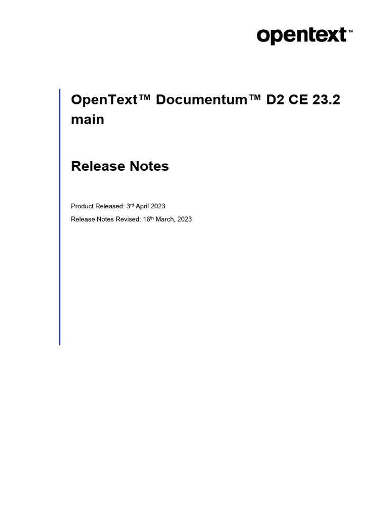 Documentum D2 CE 23.2 ReleaseNotes | PDF