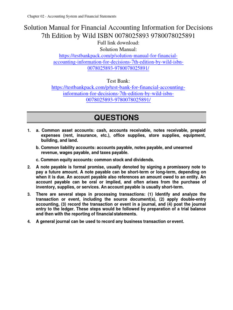 Solution Manual For Financial Accounting Information For Decisions 7th ...