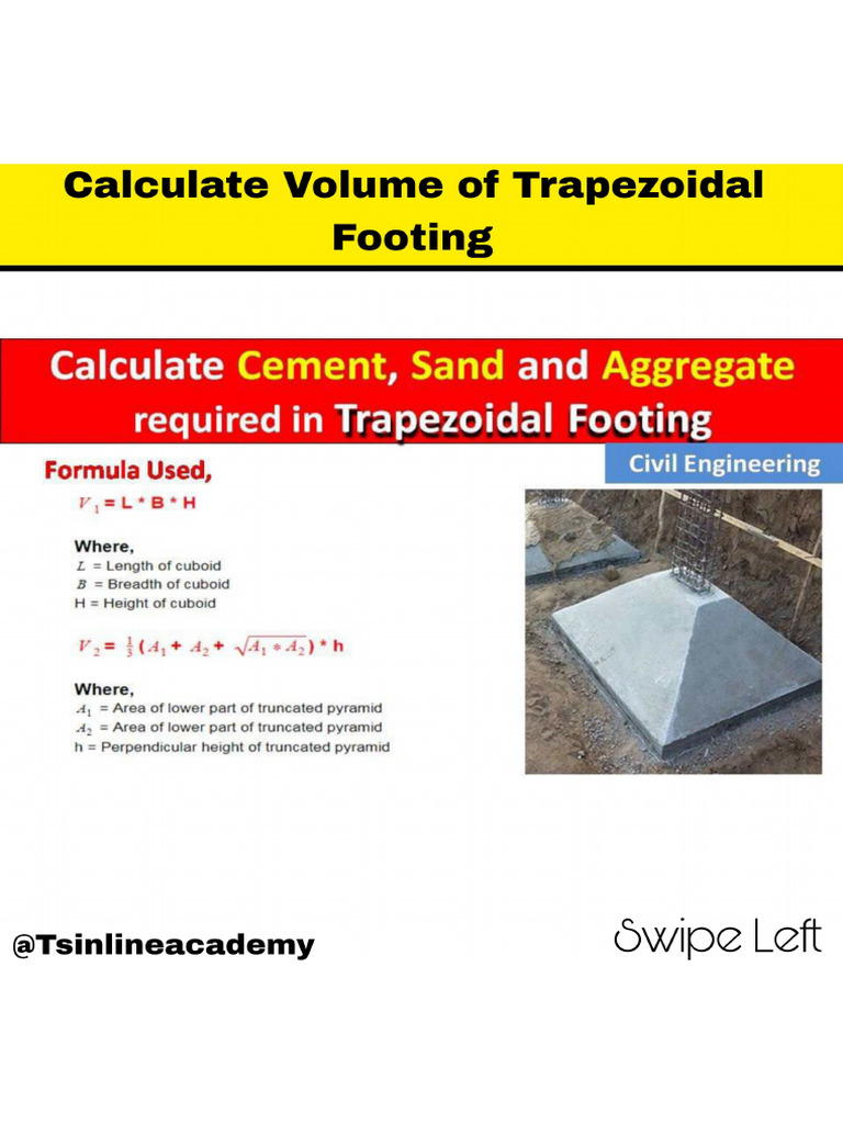 Calculate Volume of Trapezoidal Footing | PDF