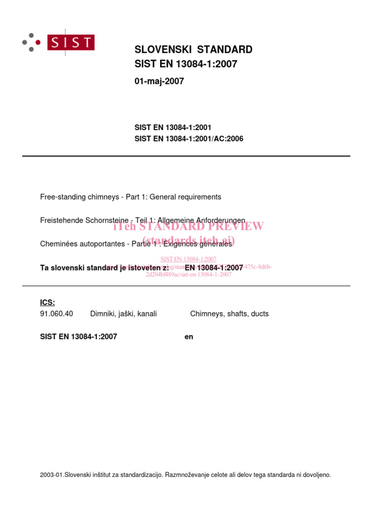 Sist en 13084 1 2007 | PDF | Gases | Chimney