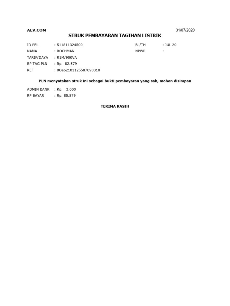 Format Struk PLN | PDF