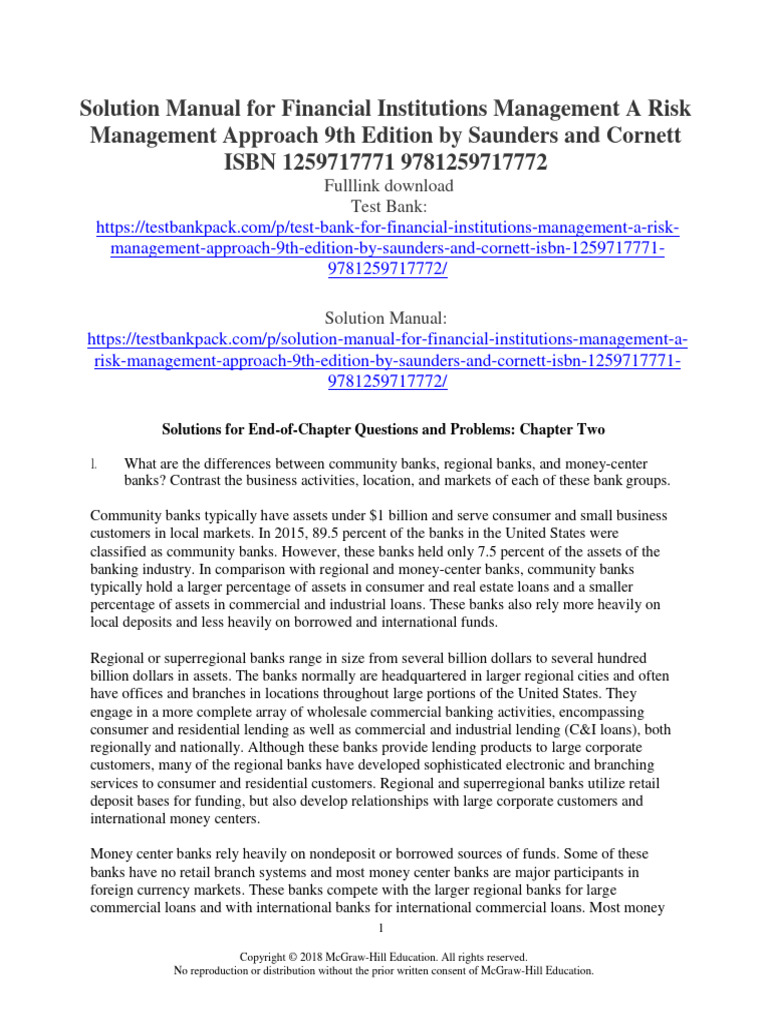 Solution Manual For Financial Institutions Management A Risk Management ... Solution Manual For Financial Institutions Management A Risk Management ...