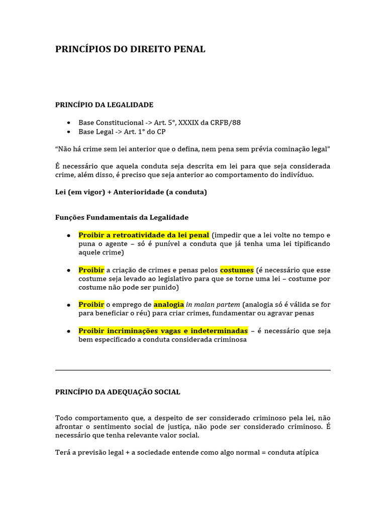 Princípios Do Direito Penal | PDF