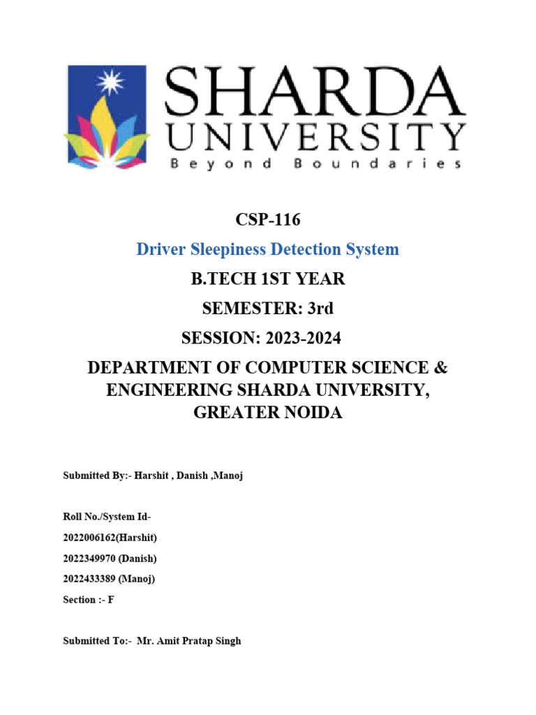 Driver Sleepiness Detection System Report Pdf Deep Learning