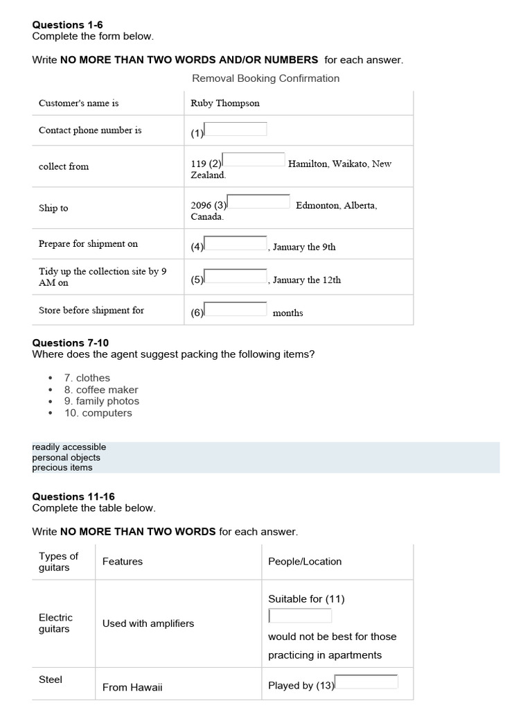 IELTS Listening Worksheets | PDF