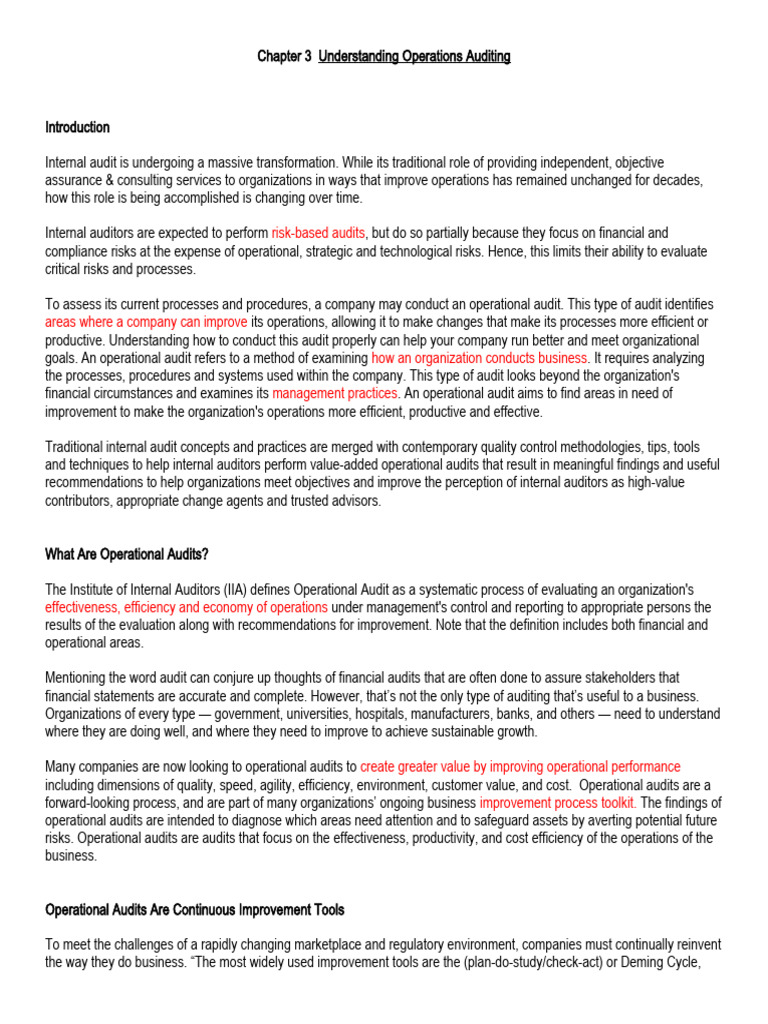 Enhancing Efficiency Through Operational Audits | PDF