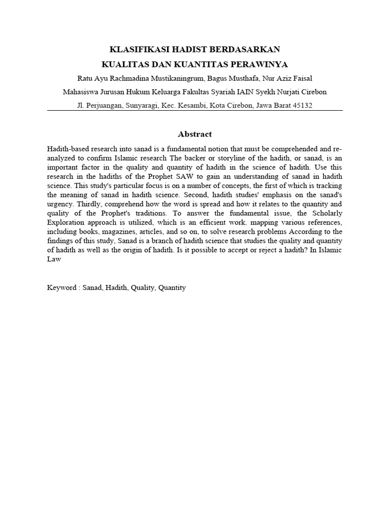 Jurnal Hadits Kelompok 5 C | PDF