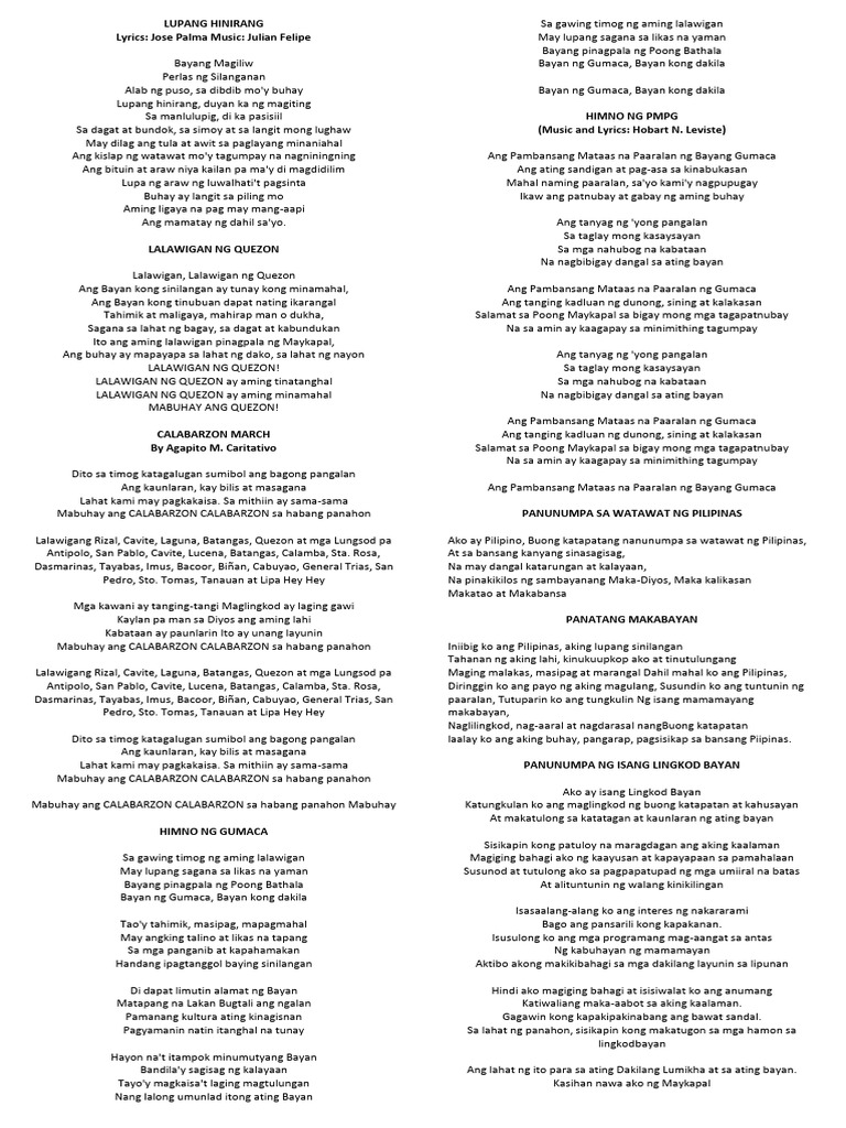 Flag Ceremony Songs Lyrics | PDF