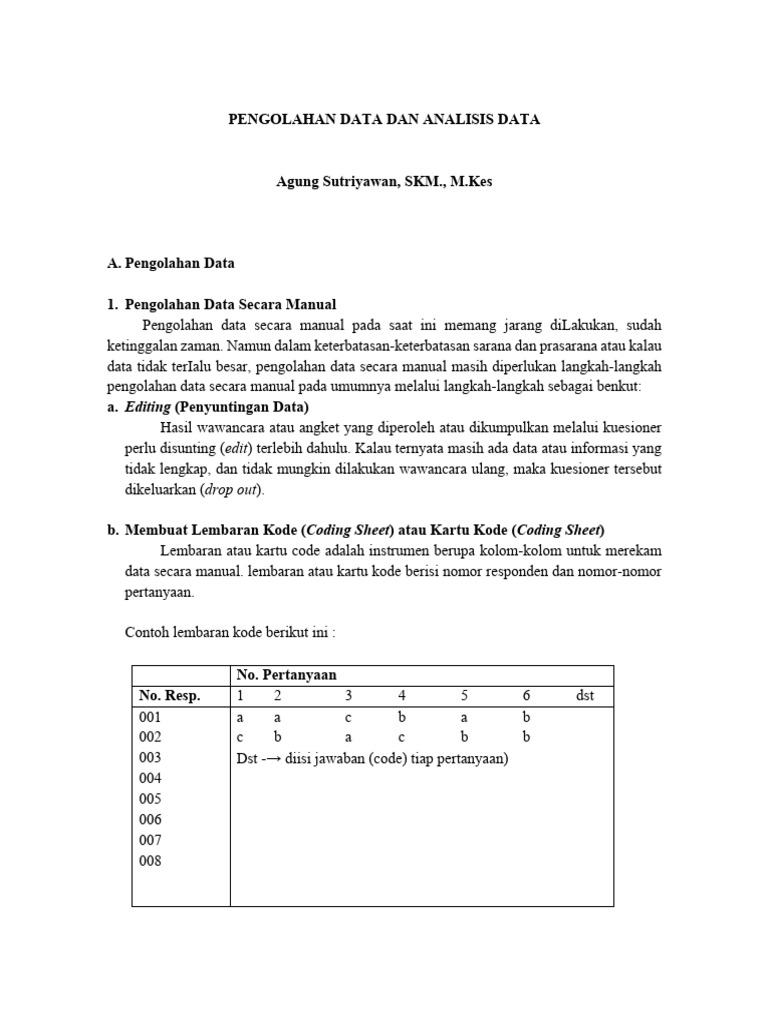 Pengolahan Data Dan Analisis Data | PDF | Karier & Perkembangan | Komputer