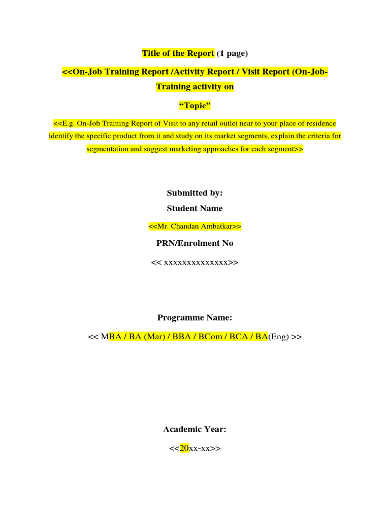 Activity - OJT Report Format | PDF