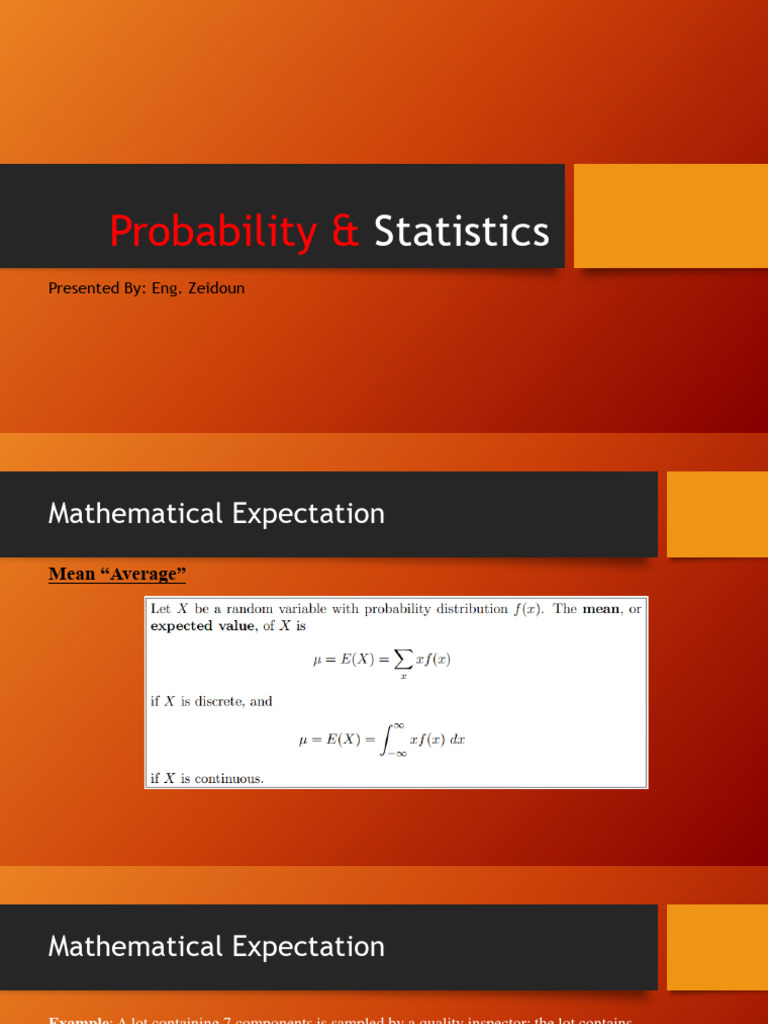 4 - Statistics | PDF | Probability Distribution | Expected Value
