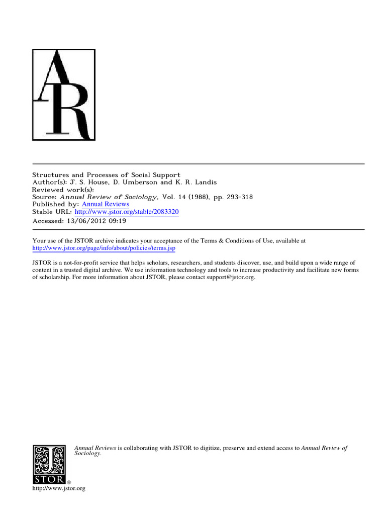 Structures and Processes of Social Support | PDF | Social Support ...