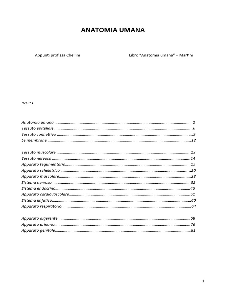Riassunto Anatomia Martini | PDF Riassunto Anatomia Martini | PDF