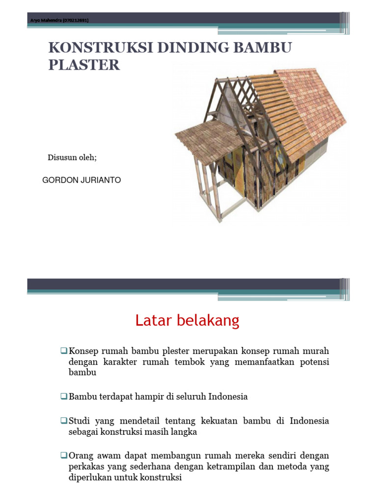 Konstruksi Dinding Bambu Plaster | PDF