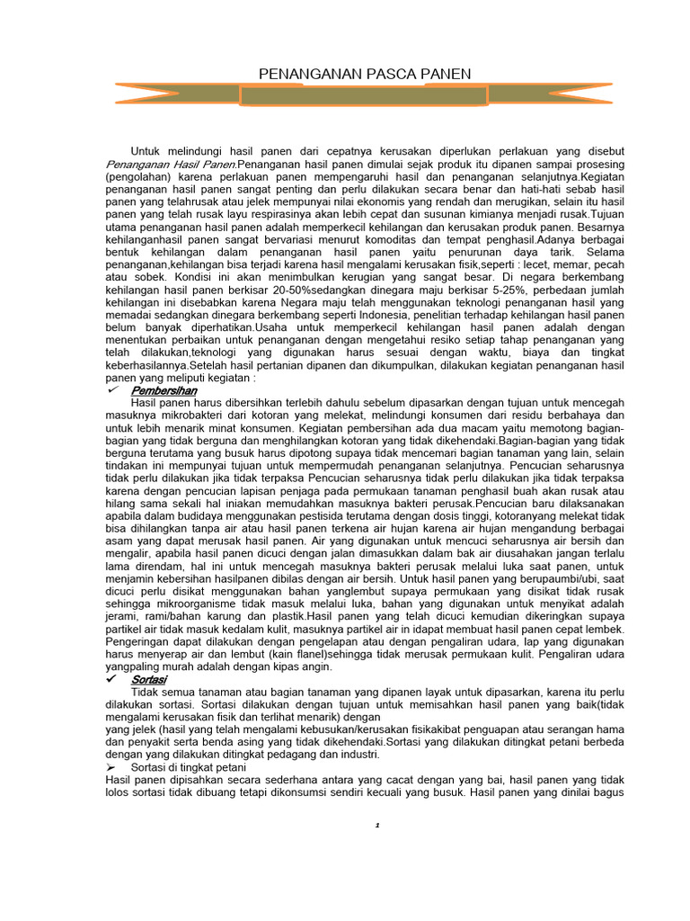 Teknik Pasca Panen | PDF