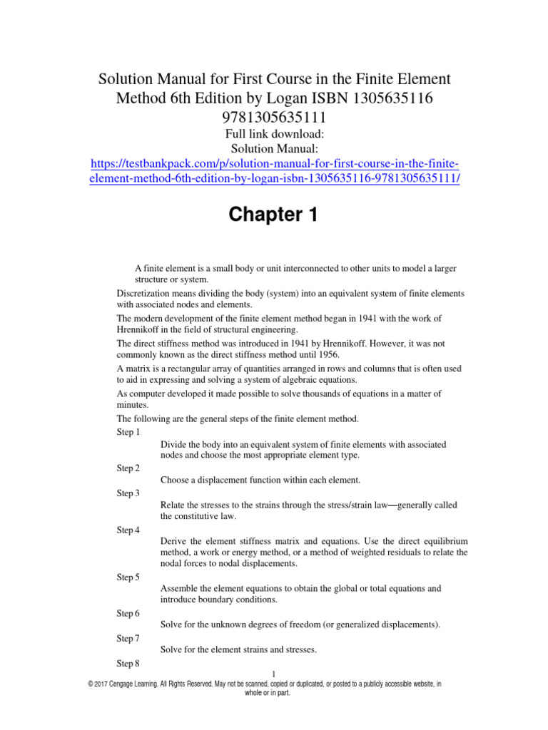 Solution Manual For First Course in The Finite Element Method 6th Edition by Logan ISBN ...