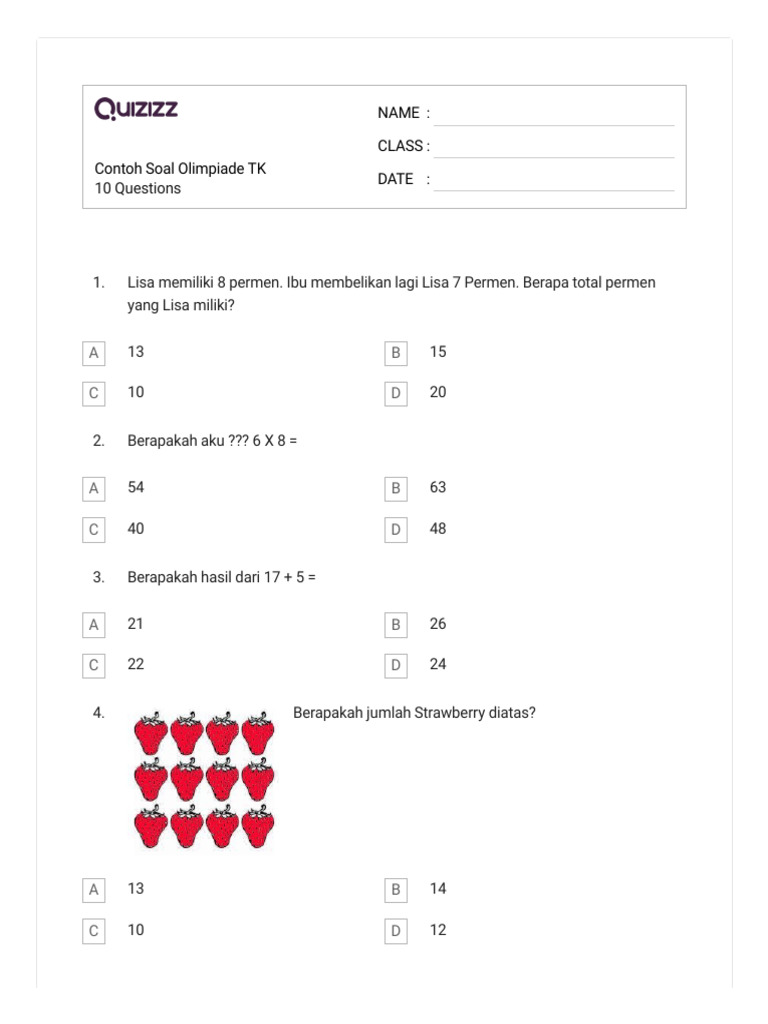 Soal Matematika Olimpiade TK | PDF