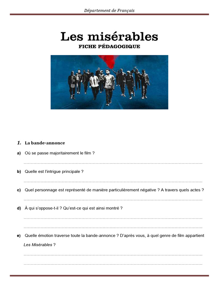 Les Miserables FICHE POUR IMPRIMER | PDF