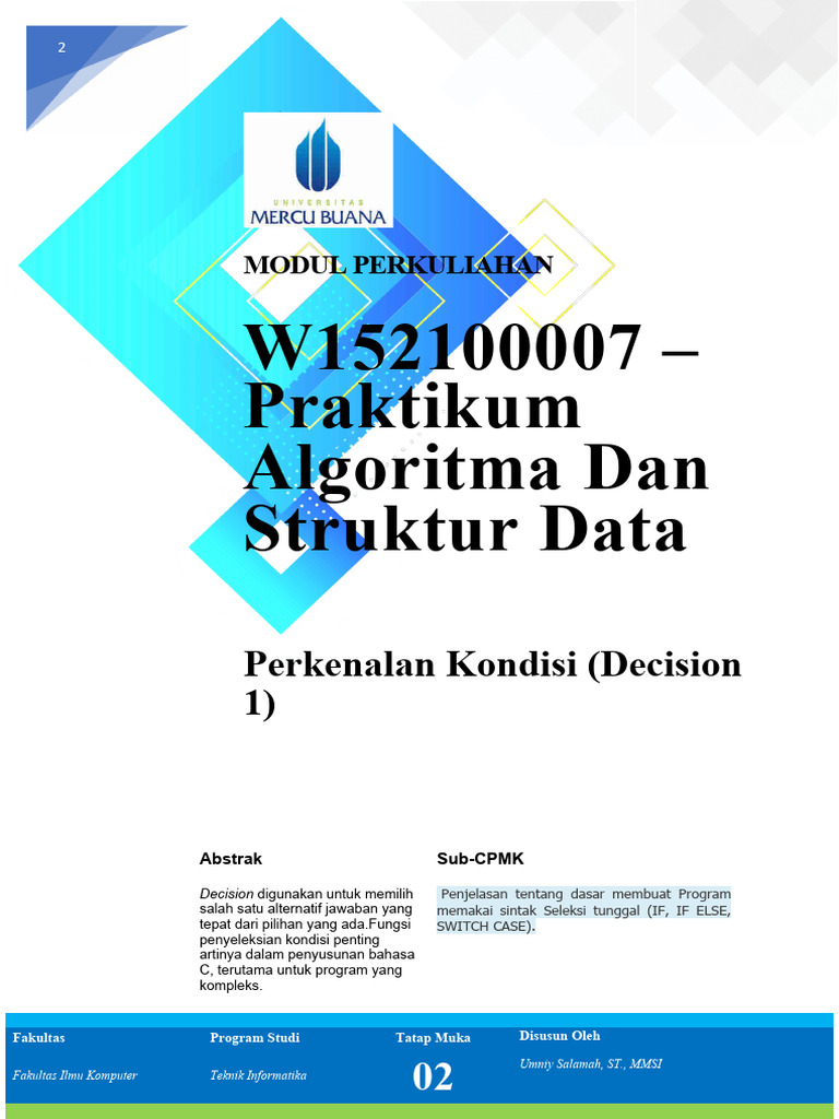 Modul 2 Praktikum Algoritma Dan Struktur Data | PDF Modul 2 Praktikum Algoritma Dan Struktur Data | PDF